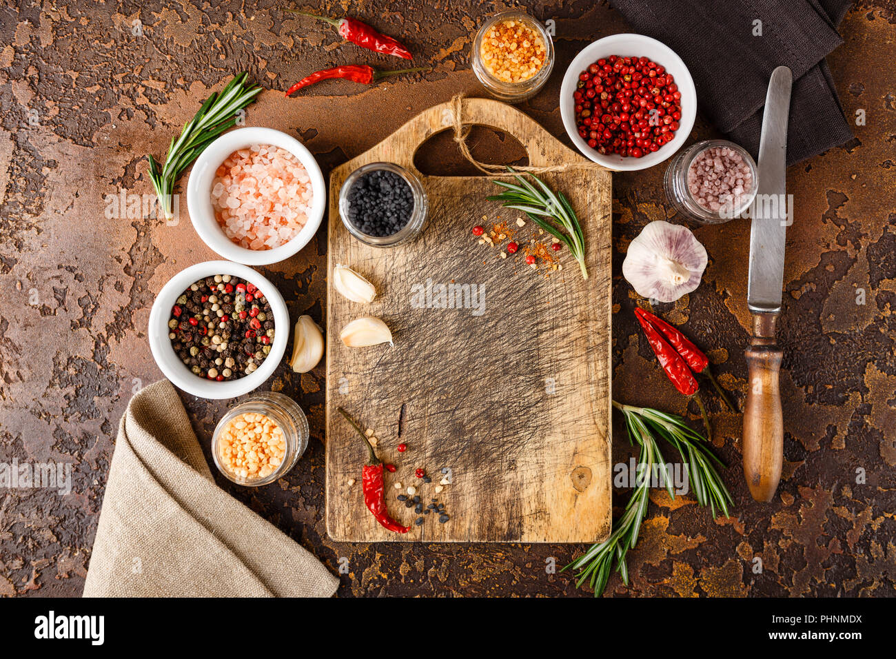 Herbs, spices and utensils Stock Photo - Alamy