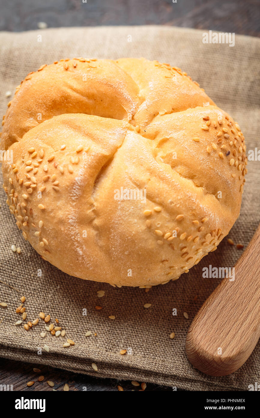 Fresh buns with sesame seeds Stock Photo - Alamy