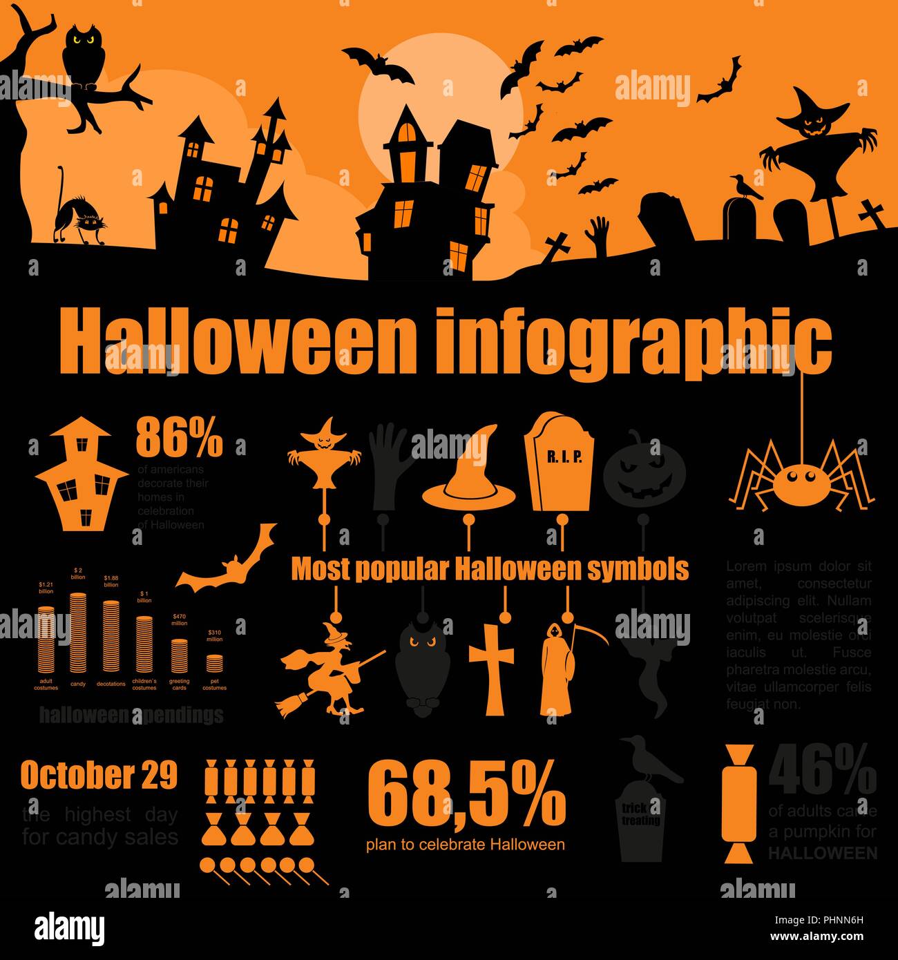 Halloween infographic design. Vector illustration Stock Vector Image ...