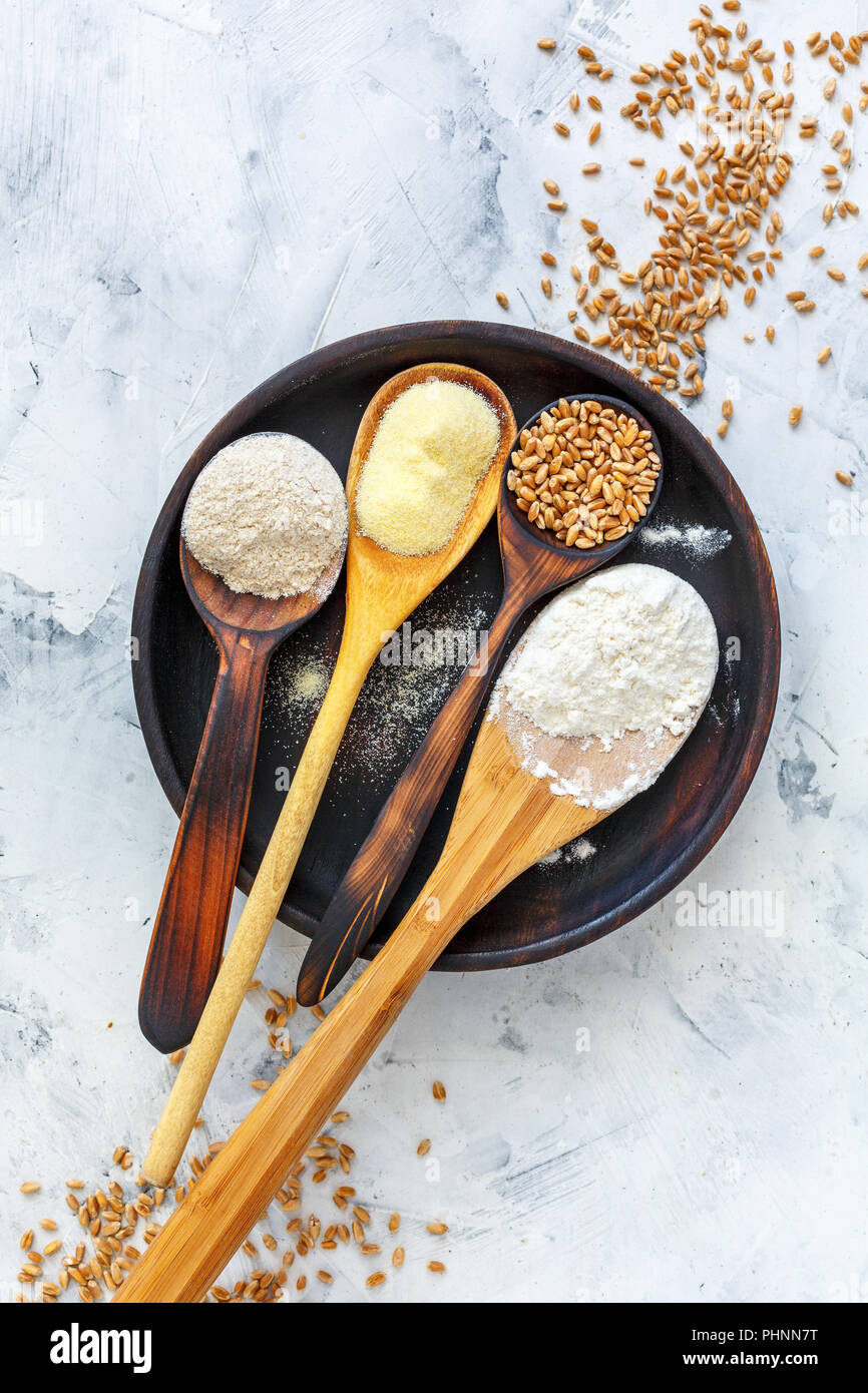 Different types of wheat flour Stock Photo - Alamy