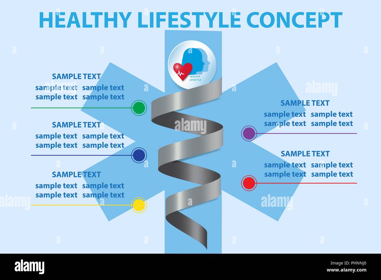 Metal spiral a six-pointed blue cross showing the five steps for ...