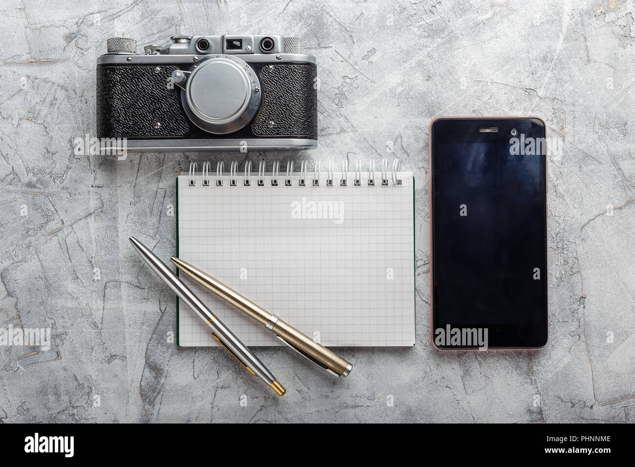 Film camera with lens and notebook hi-res stock photography and images ...