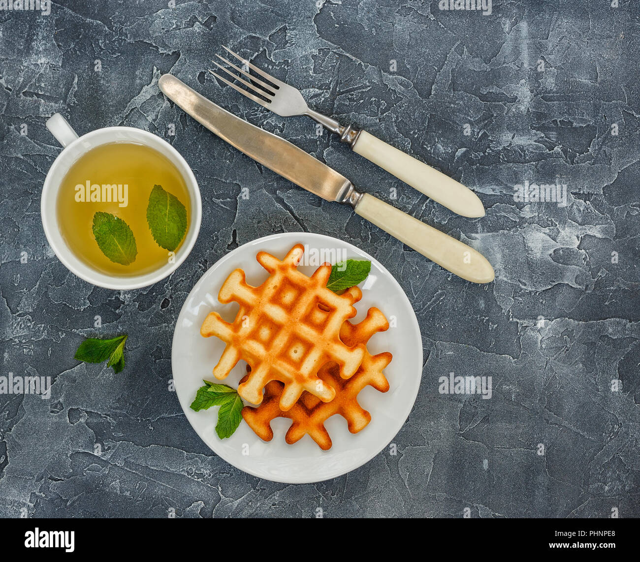Waffles and tea hi-res stock photography and images - Alamy
