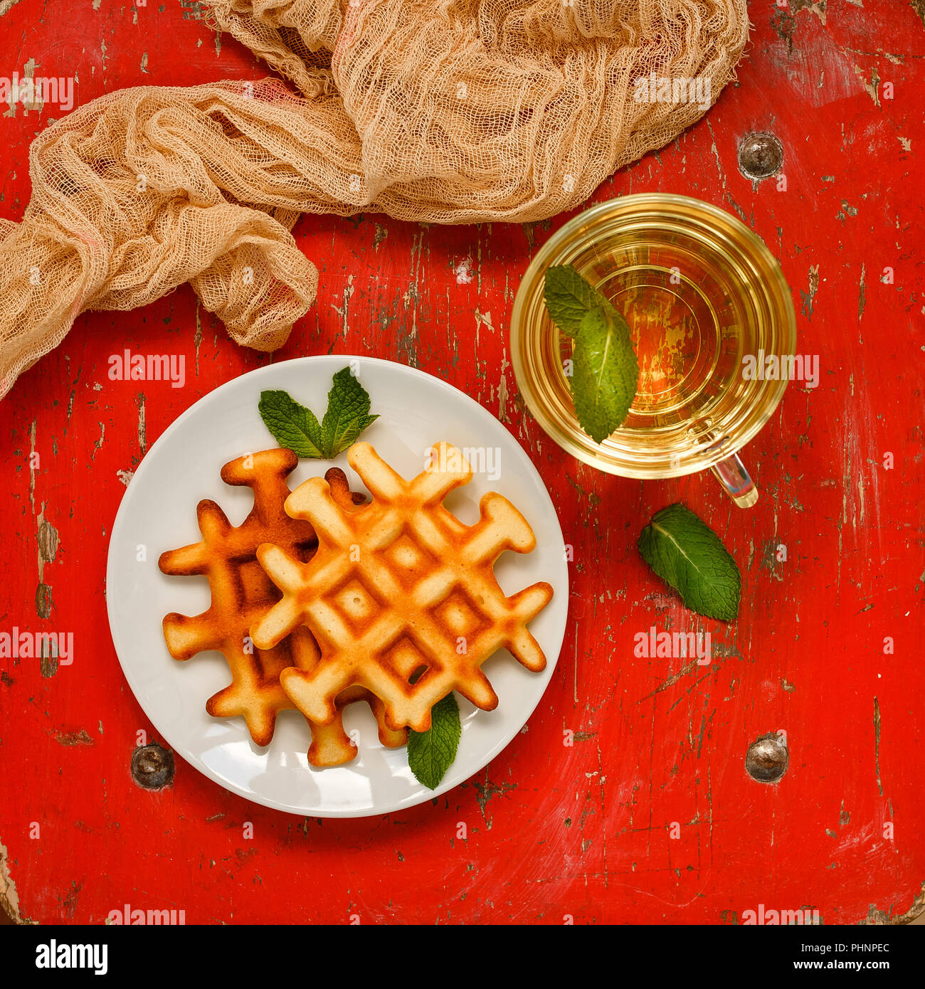 Breakfast top view viennese waffles hi-res stock photography and images ...