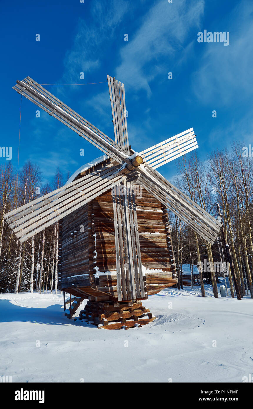 Russian Traditional wooden mill Stock Photo - Alamy