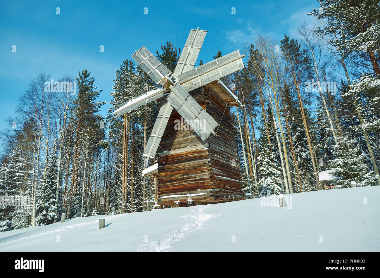 Russian Traditional wooden mill Stock Photo - Alamy