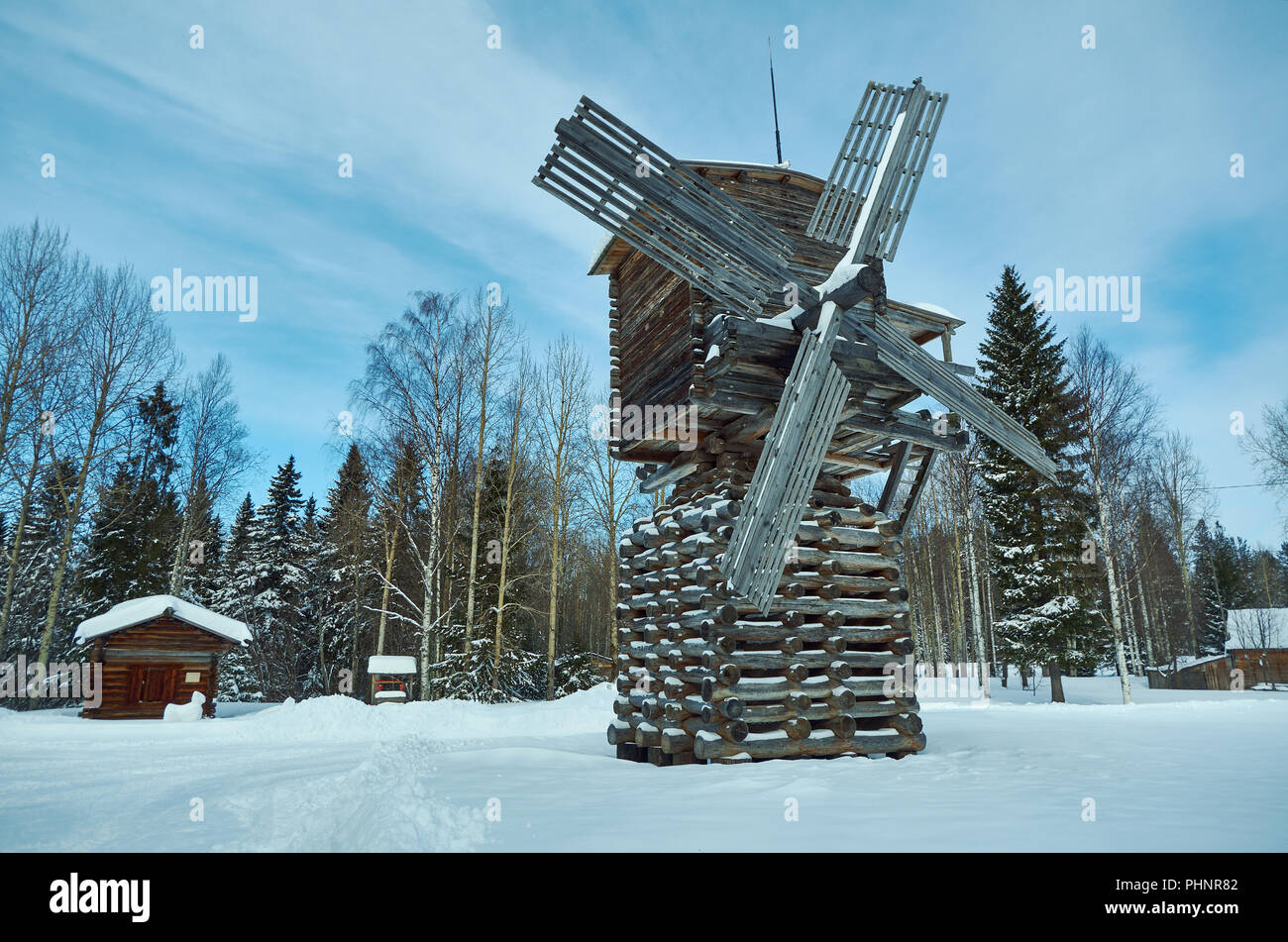 Russian Traditional wooden mill Stock Photo - Alamy