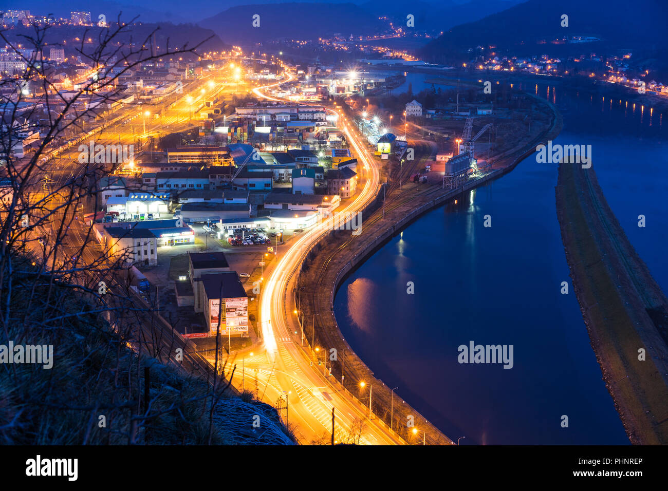 City harbor on the River Labe Stock Photo - Alamy