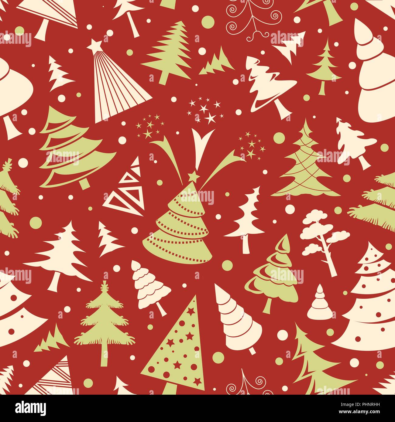 Christmas tree seamless pattern. Flat design. Monochrome version ...