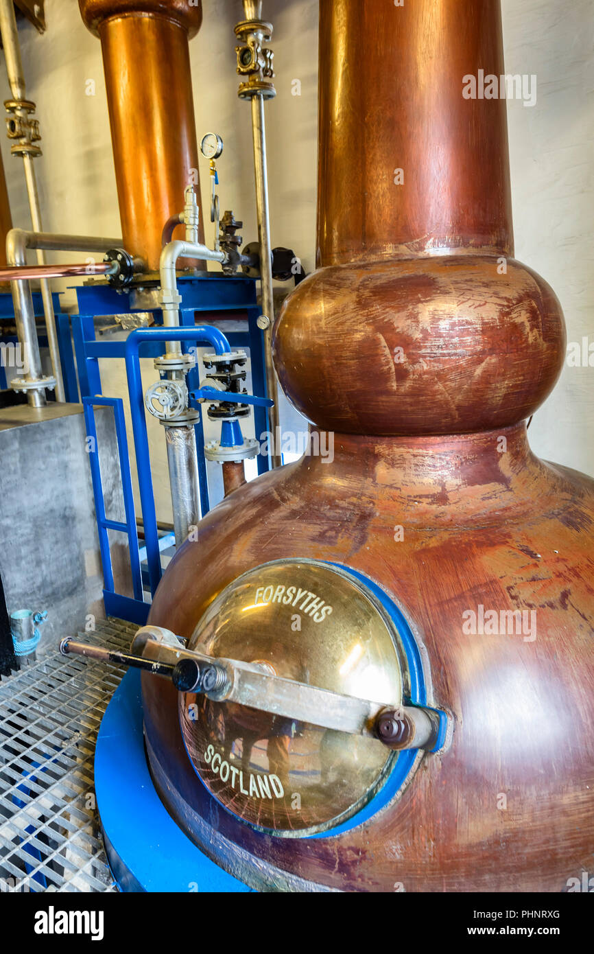 Copper still, Kilchoman distillery, Islay, Inner Hebrides, Argyll ...