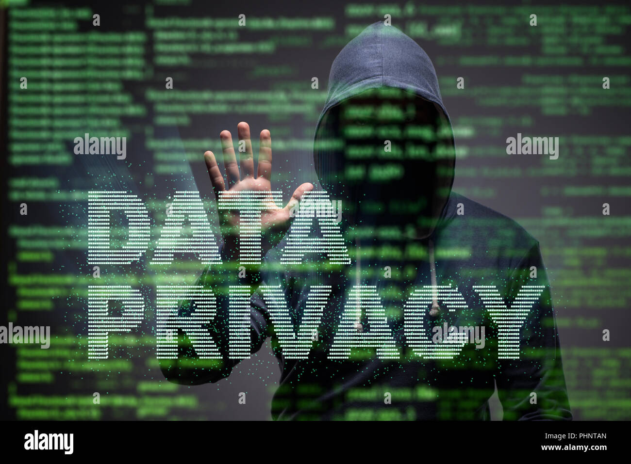 Data privacy concept with hacker stealing personal information Stock ...