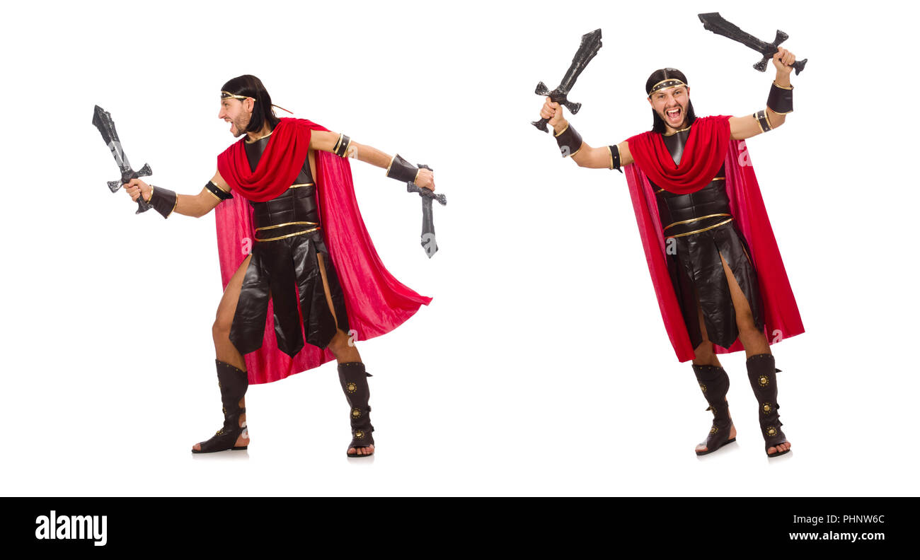 Ancient warrior gladiator posing Cut Out Stock Images & Pictures - Alamy