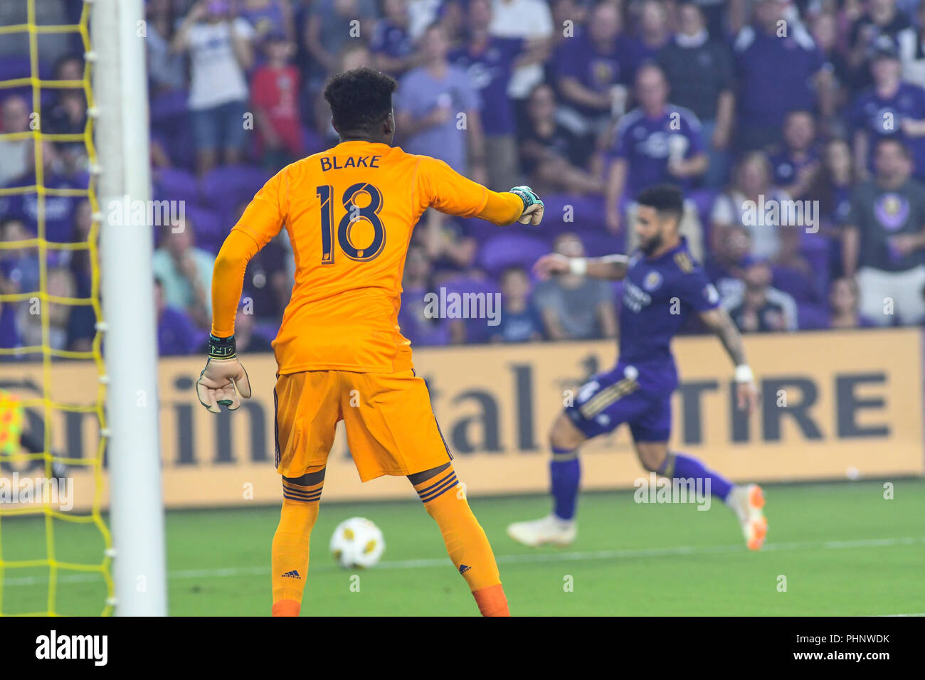 Philadelphia Union Goalie Andre Blake (18) readies for Orlando City's ...