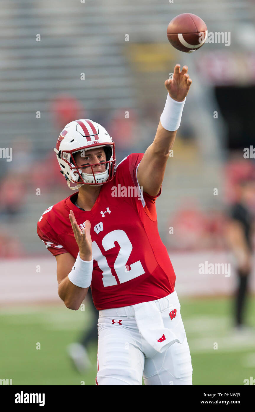 August 31, 2018: Wisconsin Badgers quarterback Alex Hornibrook #12 ...