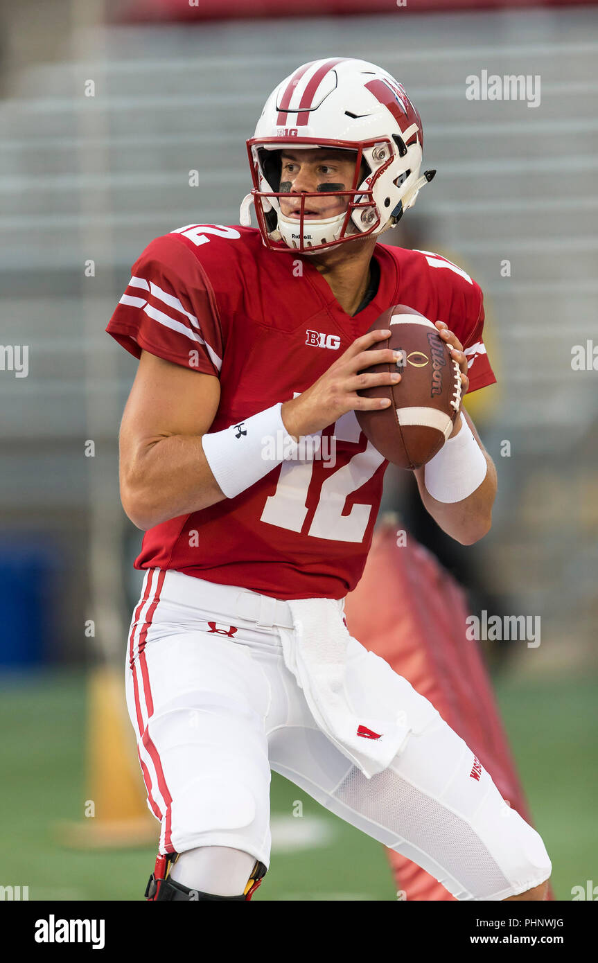 August 31, 2018: Wisconsin Badgers quarterback Alex Hornibrook #12 ...