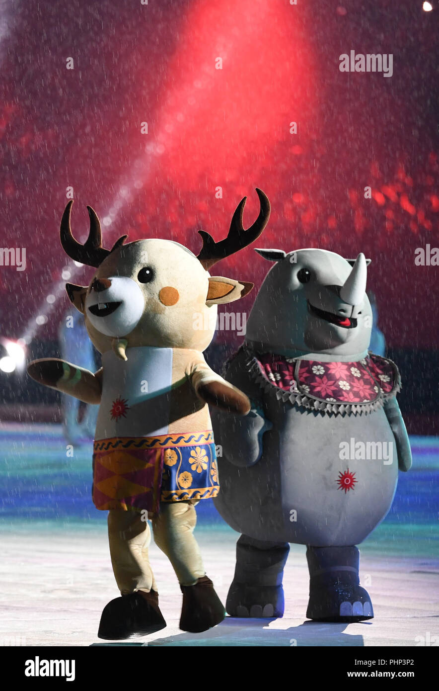 Jakarta, Indonesia. 2nd Sep, 2018. Mascots of the 18th Asian Games are ...