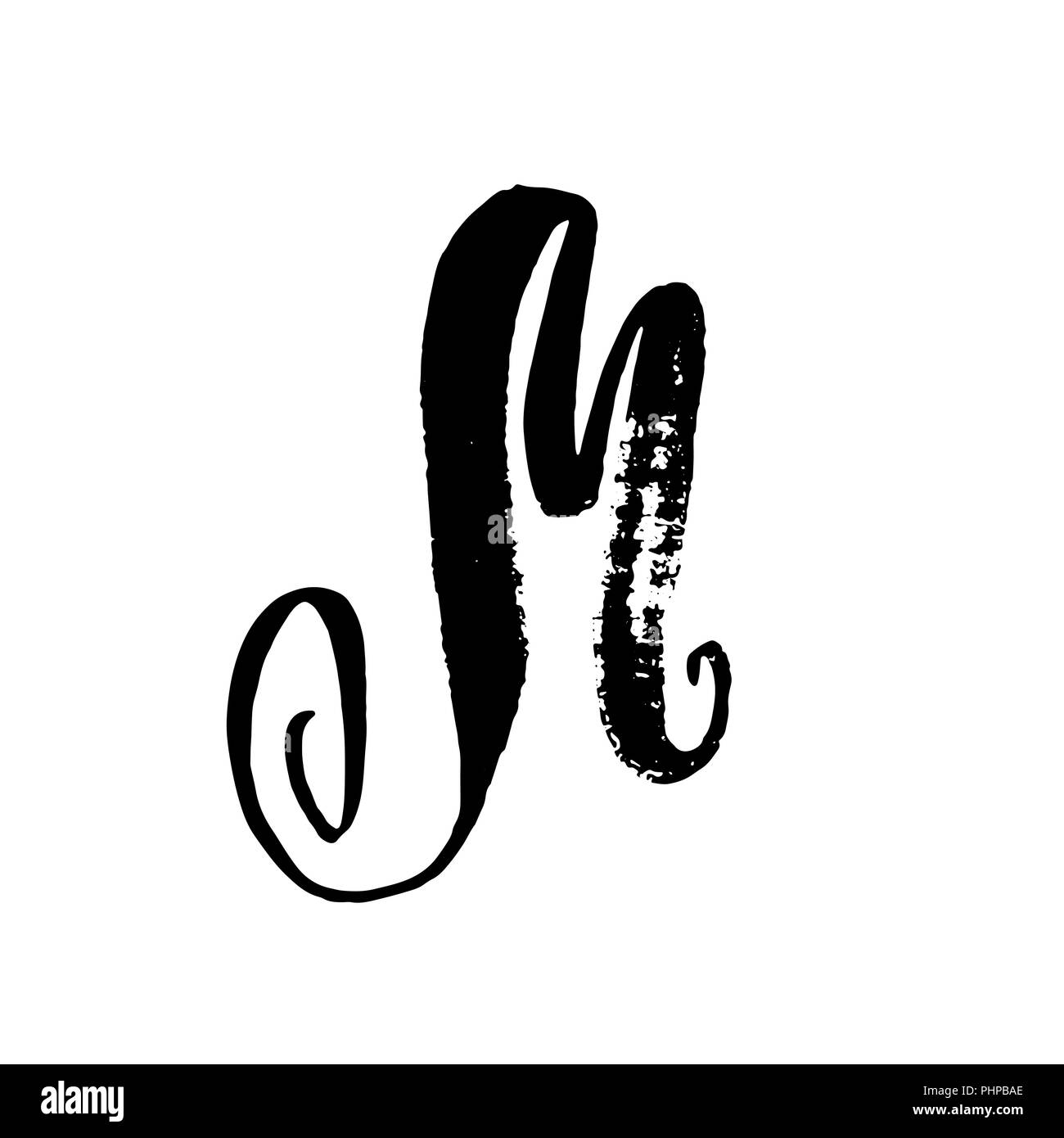 Hand painted letter M. Dry brush modern lettering. Vector illustration ...