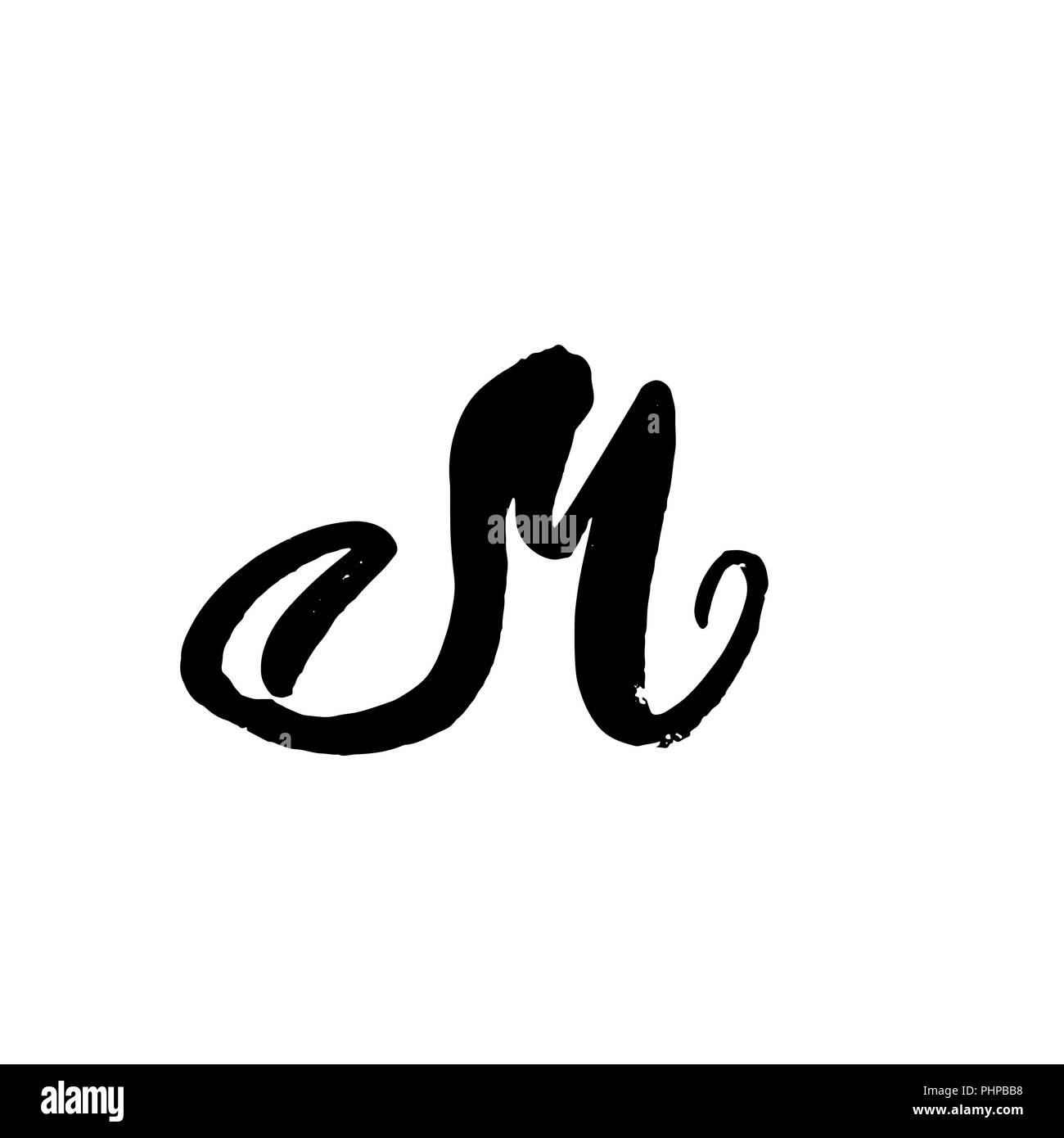 Hand painted letter M. Dry brush modern lettering. Vector illustration ...