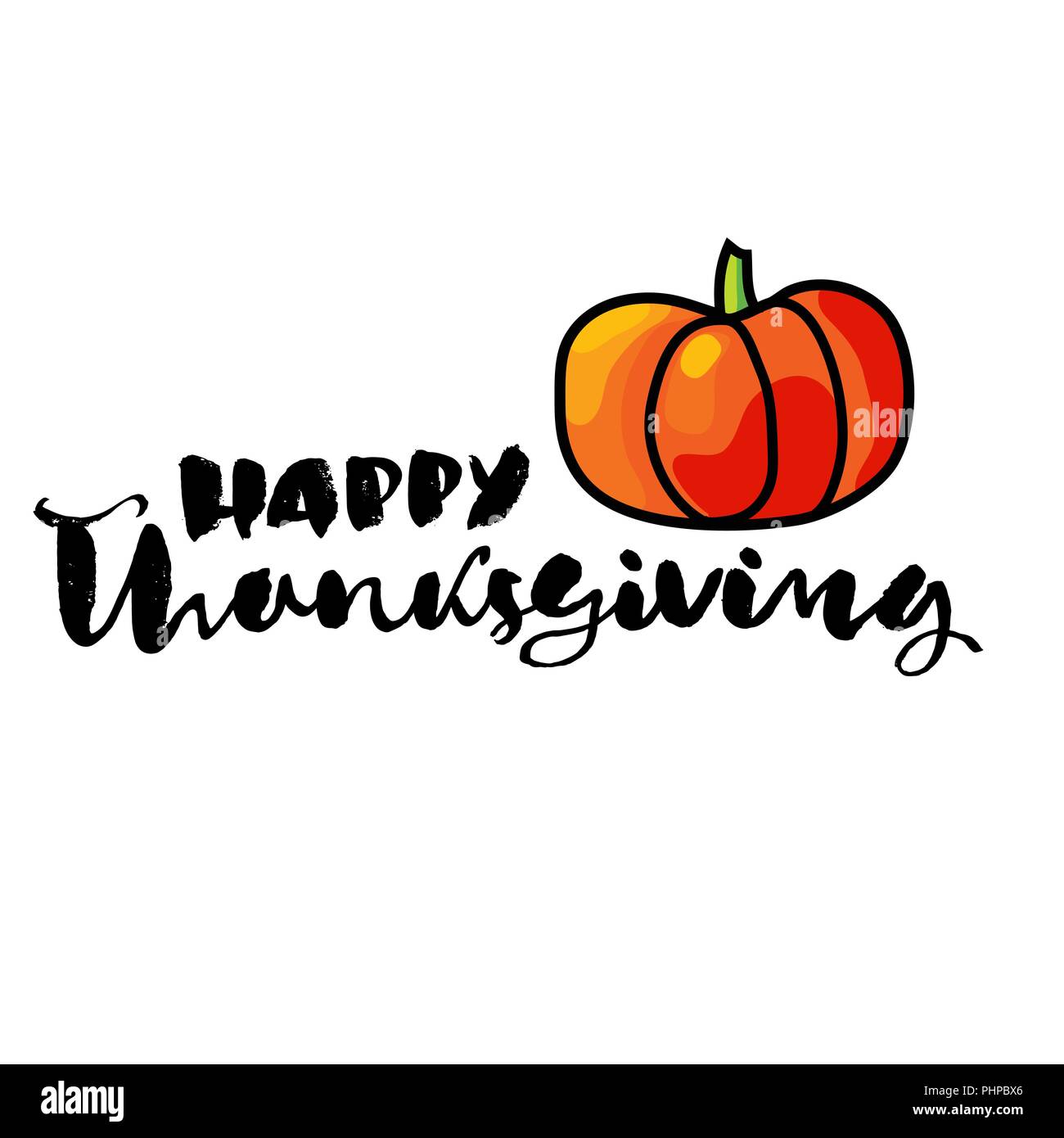 Handwritten Thanksgiving lettering. Happy Thanksgiving card template. Typography banner ...