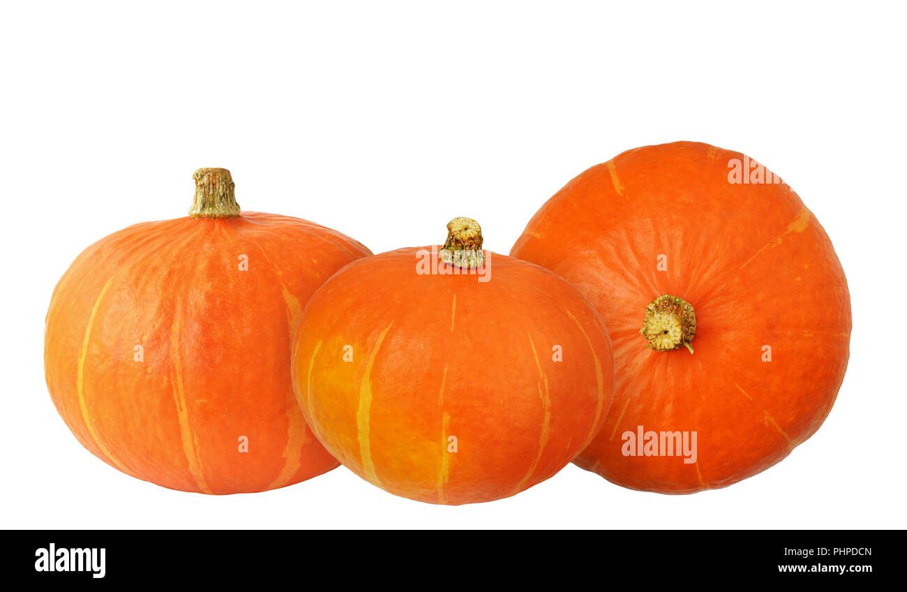 Three orange halloween pumpkins Cut Out Stock Images & Pictures - Alamy