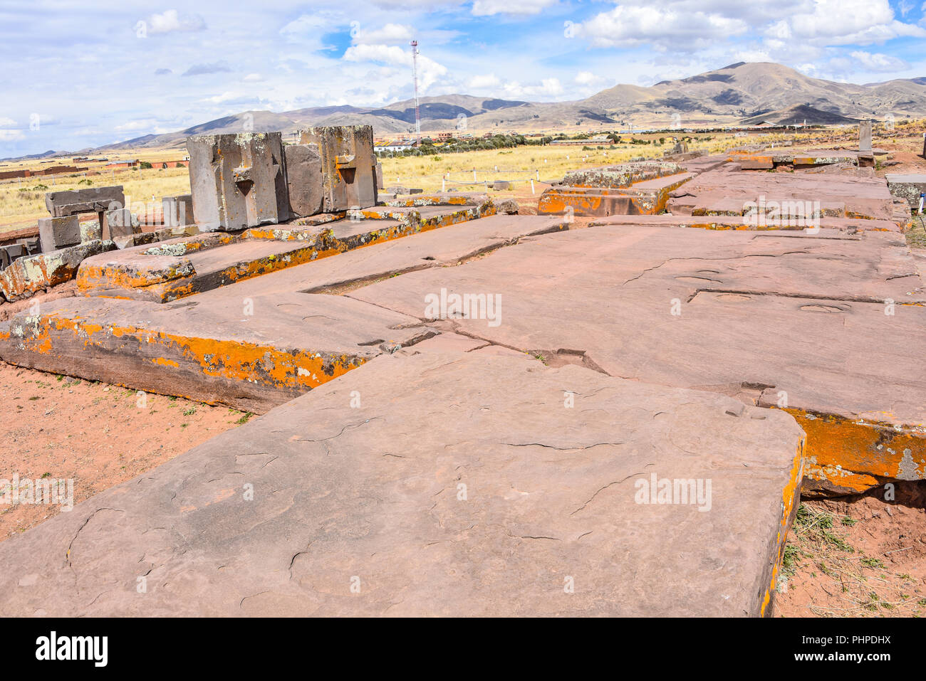 Elaborate stone carving in megalithic stone at Puma Punku, part of the ...