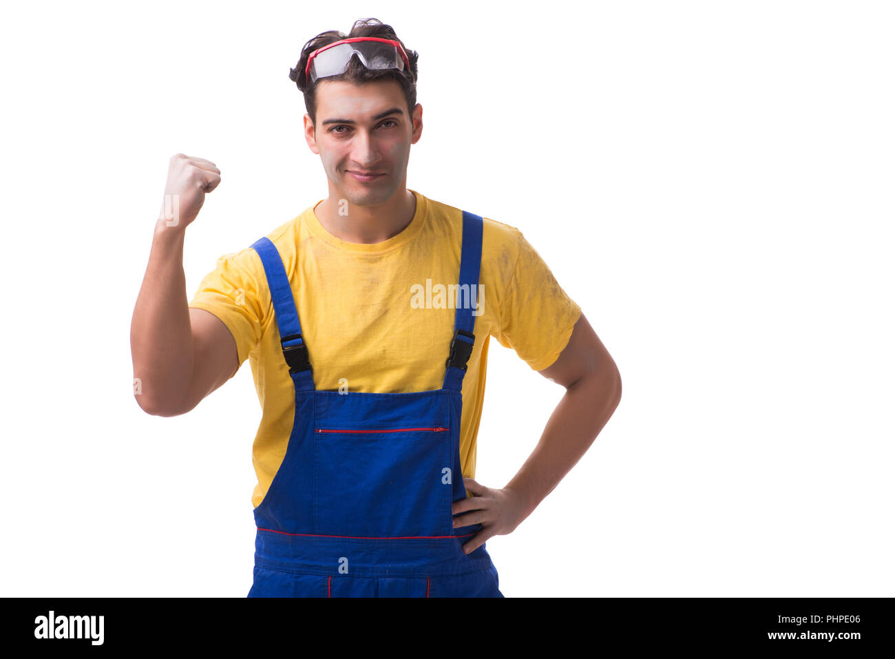 Contractor employee isolated on white background Stock Photo - Alamy