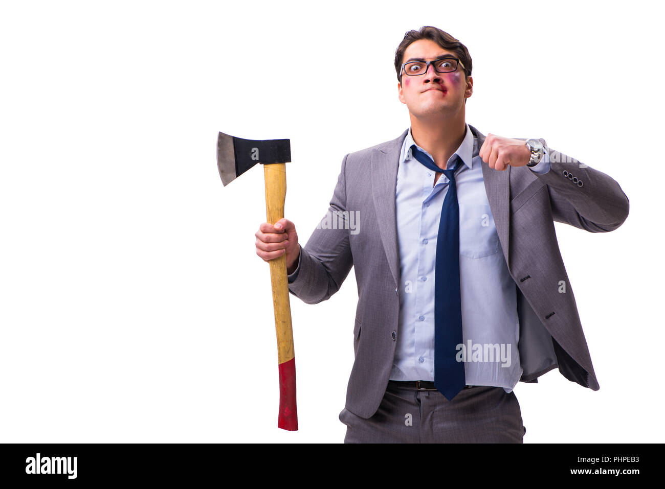 Angry holding axe Cut Out Stock Images & Pictures - Alamy