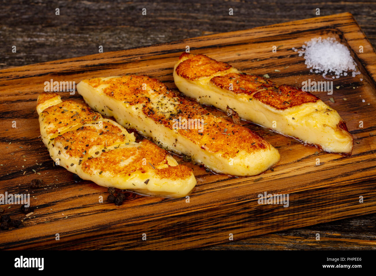 Grilled Greek Traditional Halloumi cheese Stock Photo - Alamy