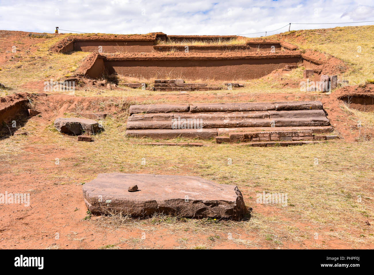 Stone walls uncovered by archaeologists at the Puma Punku section of ...