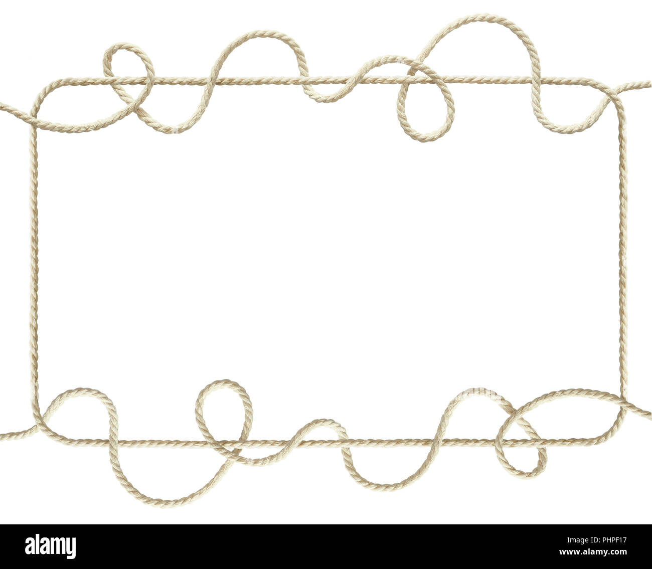 Cotton ropes in a frame isolated on white background Stock Photo - Alamy