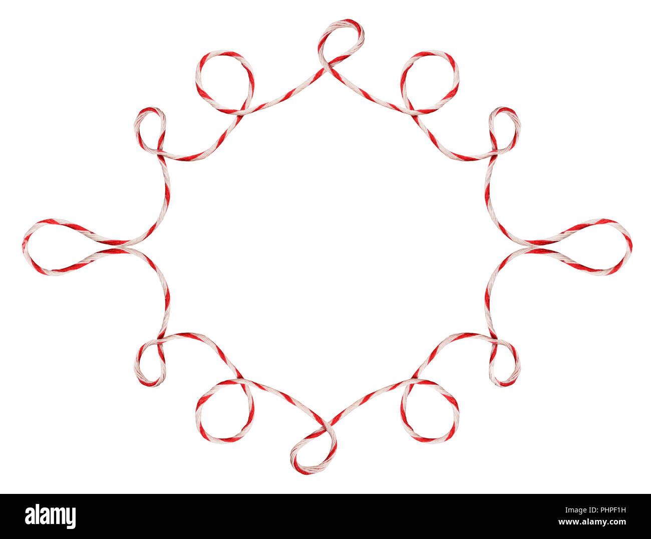 Red and white rope in a frame isolated on white background Stock Photo ...