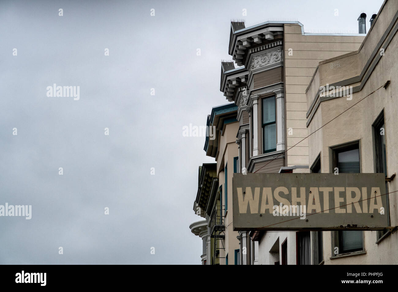 A washateria sign in San Francisco, California Stock Photo - Alamy