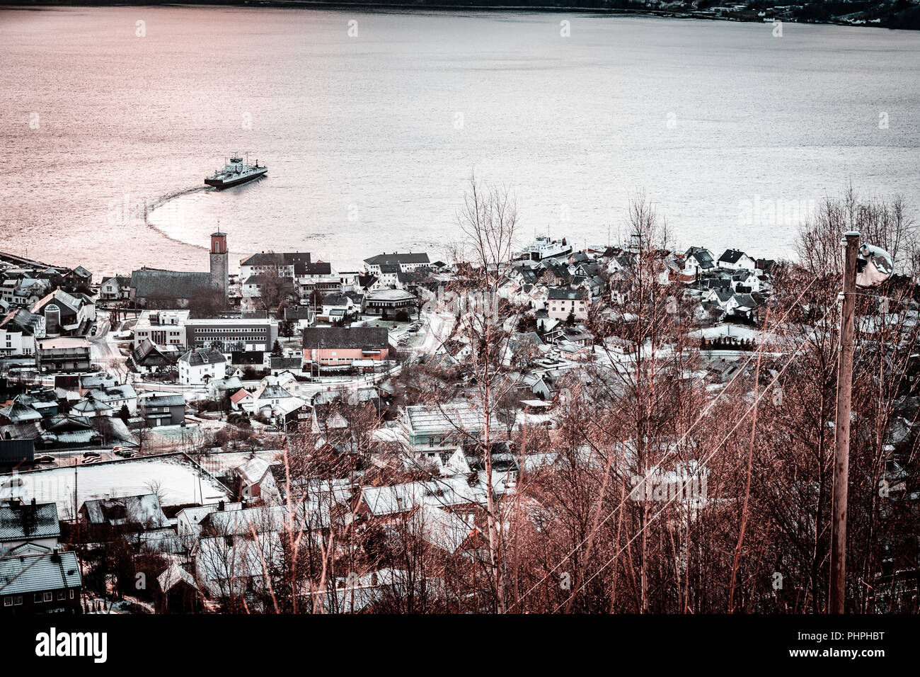 Volda (norway) in winter, aerial View Stock Photo - Alamy