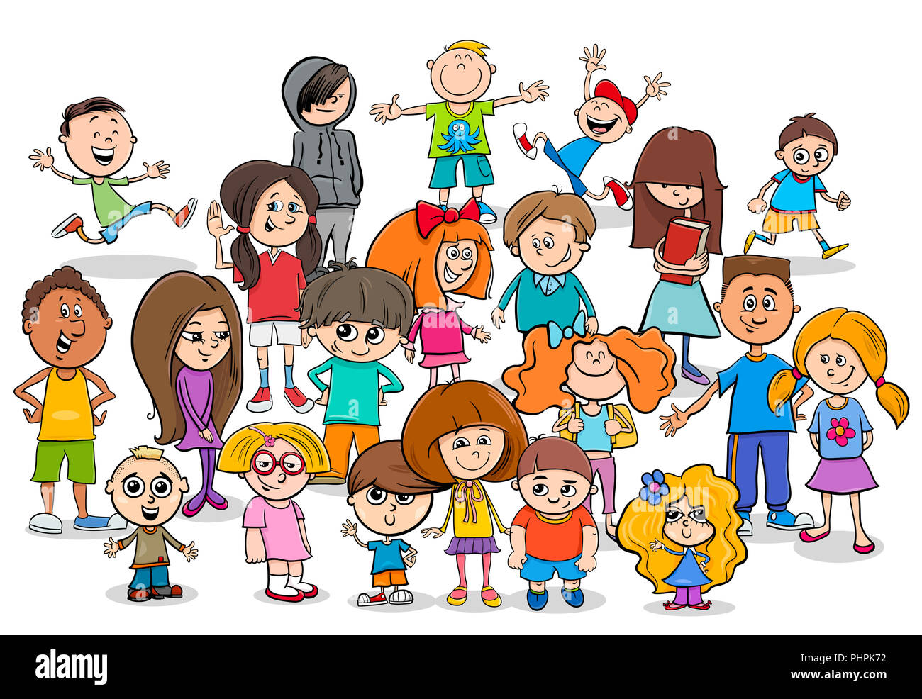 funny children cartoon characters group Stock Photo - Alamy