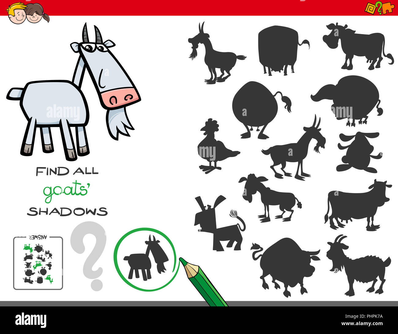 shadows game with goats characters Stock Photo - Alamy