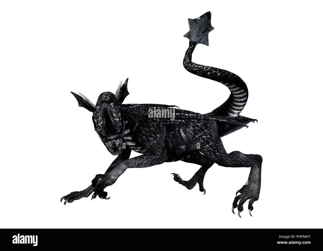 3D rendering of a little black dragon isolated on white background ...