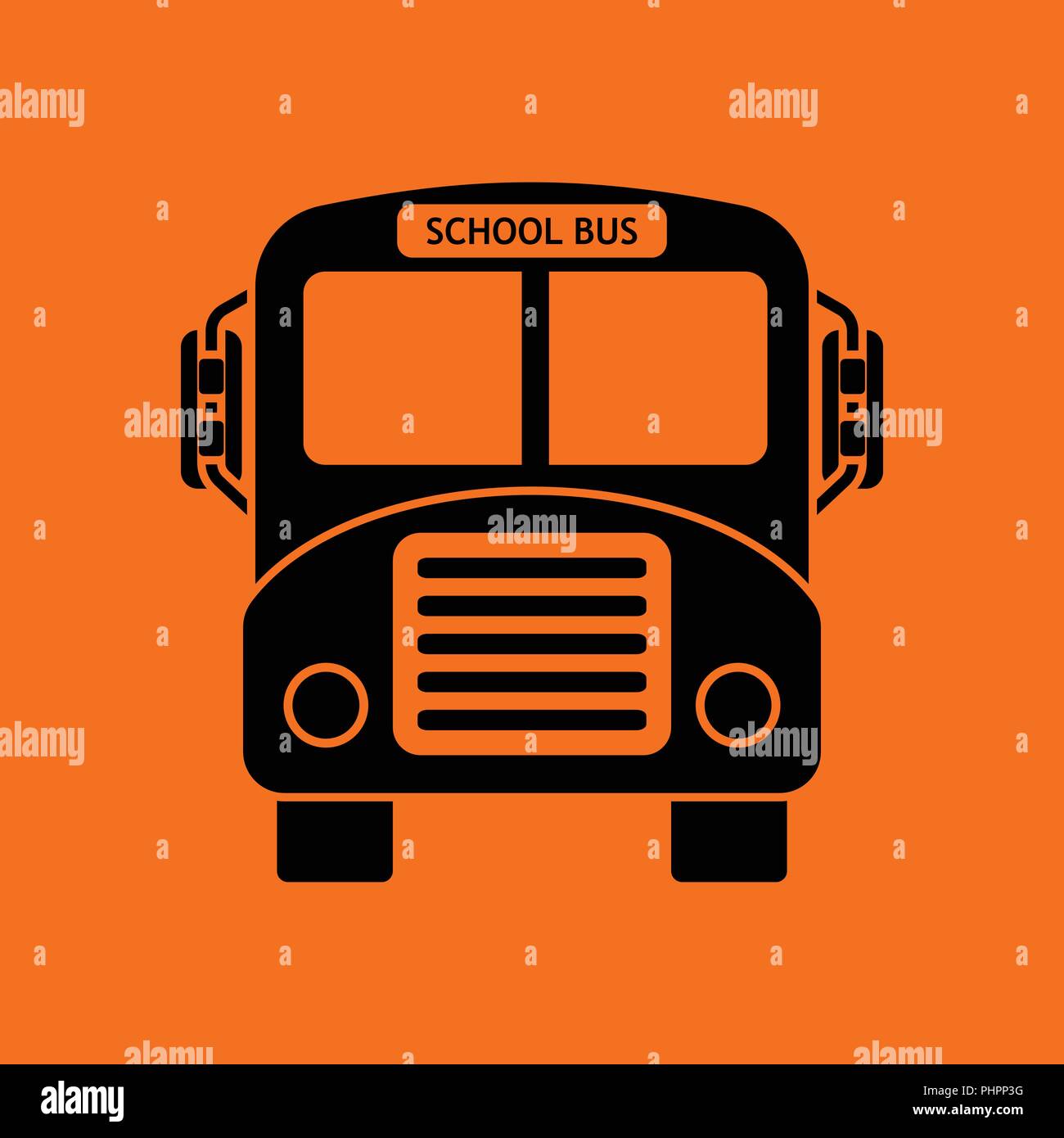 School bus icon. Orange background with black. Vector illustration ...