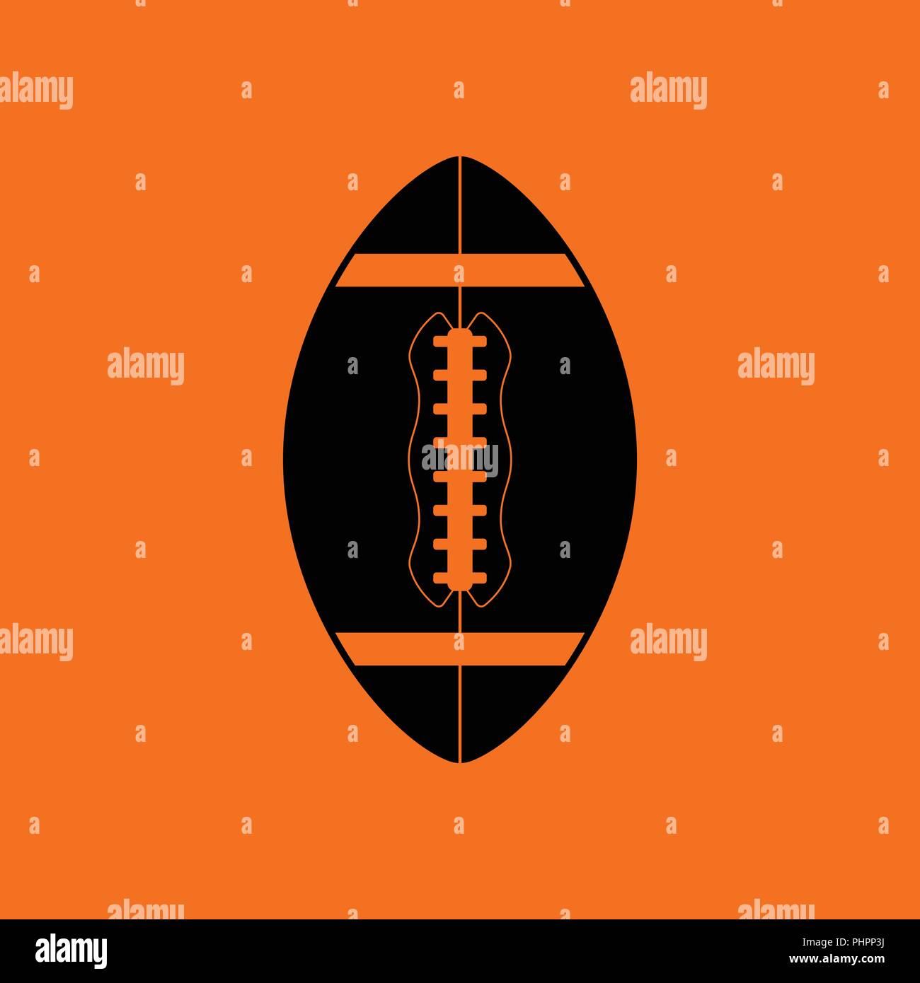 American football icon. Orange background with black. Vector ...