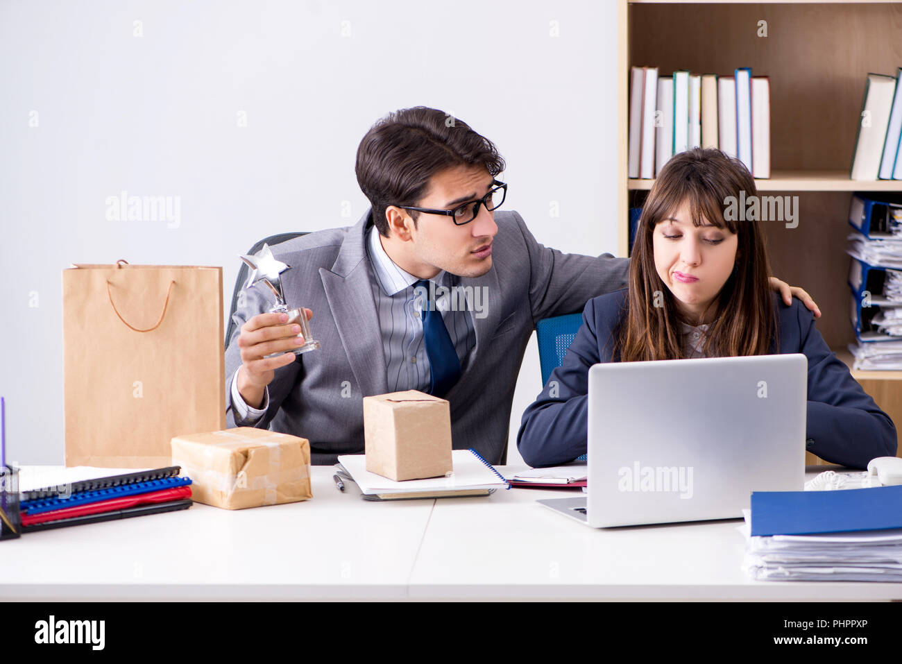 Business people receiving new mail and parcels Stock Photo - Alamy