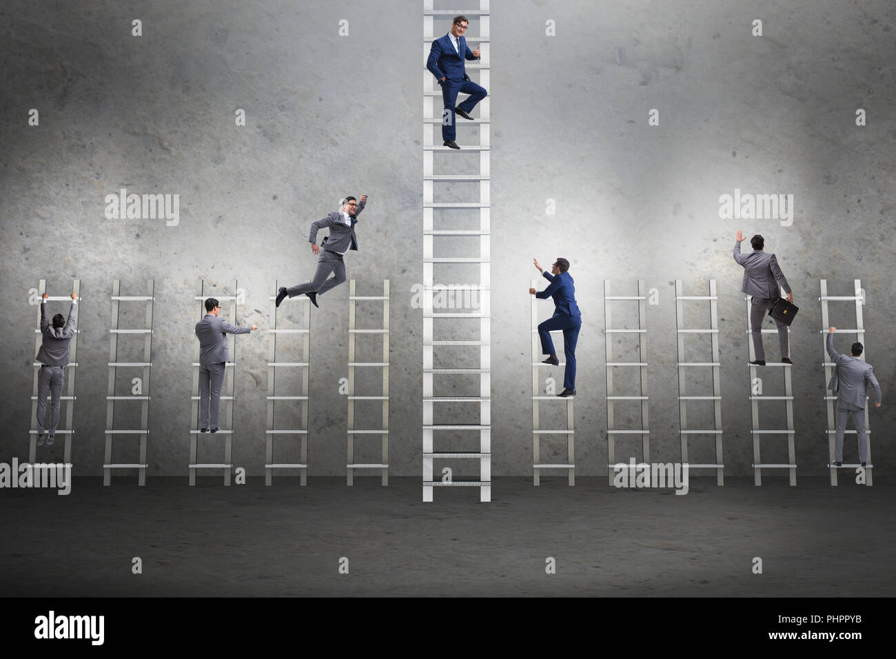 Competition concept with businessman beating competitors Stock Photo ...