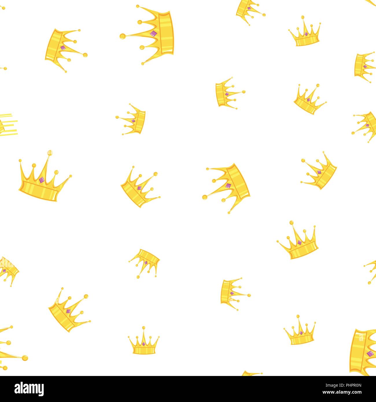 Vector illustration. Seamless golden crown pattern with gems white ...