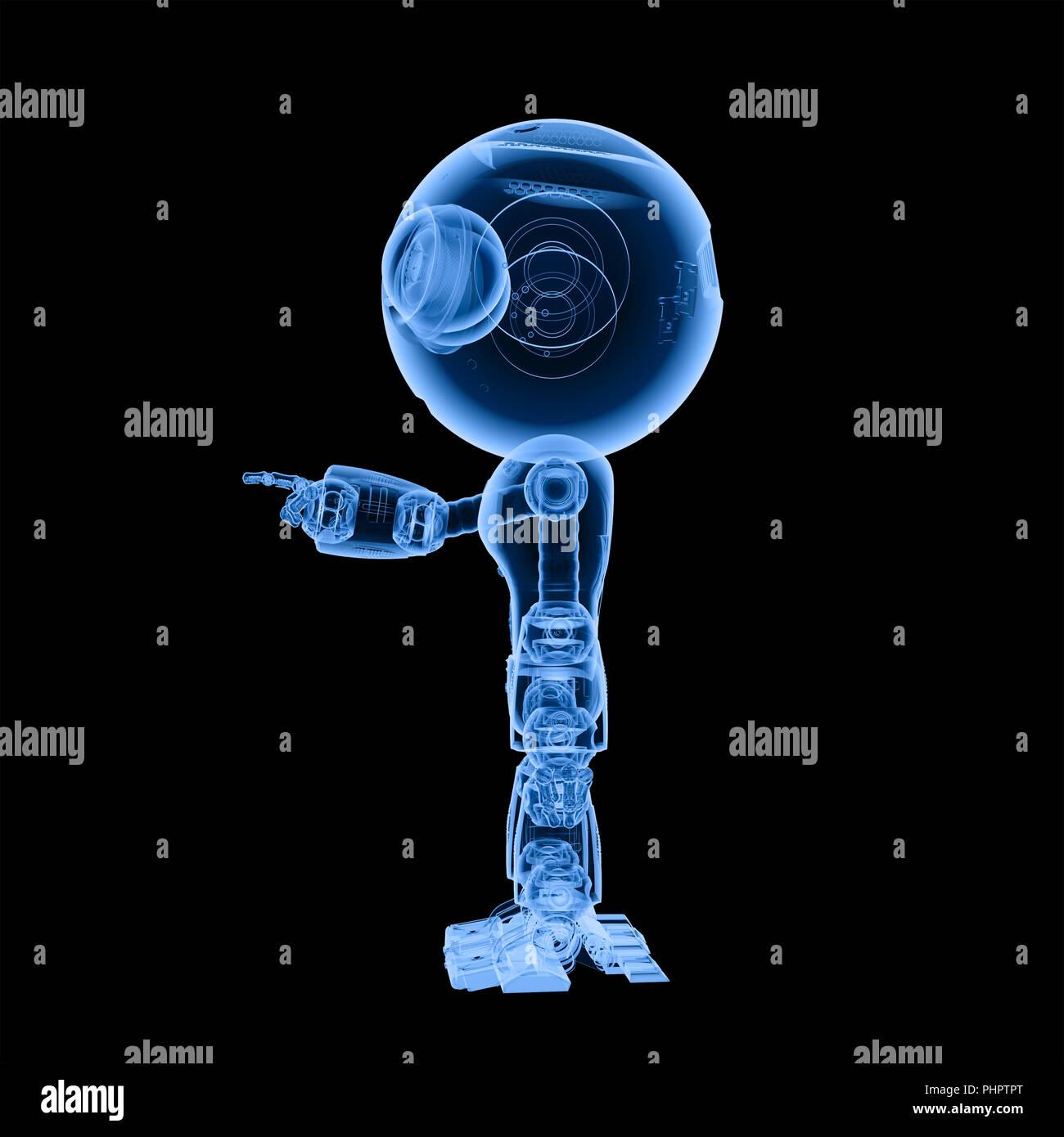 3d rendering x-ray cute artificial intelligence robot with cartoon ...