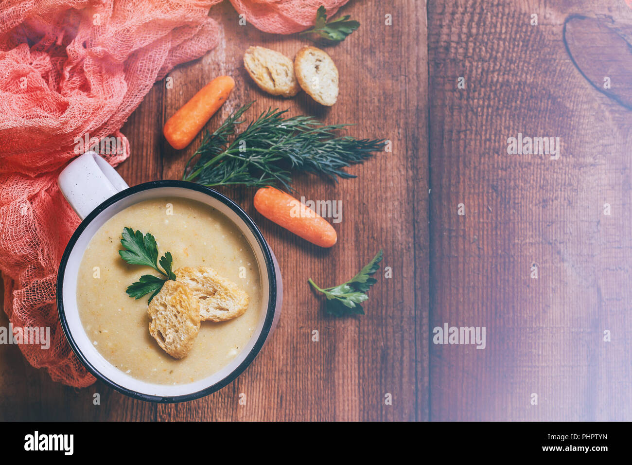 Vegetable soup puree in a mug Stock Photo - Alamy