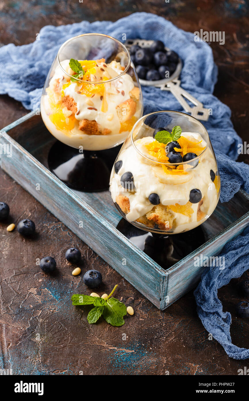 Healthy layered dessert trifle Stock Photo - Alamy