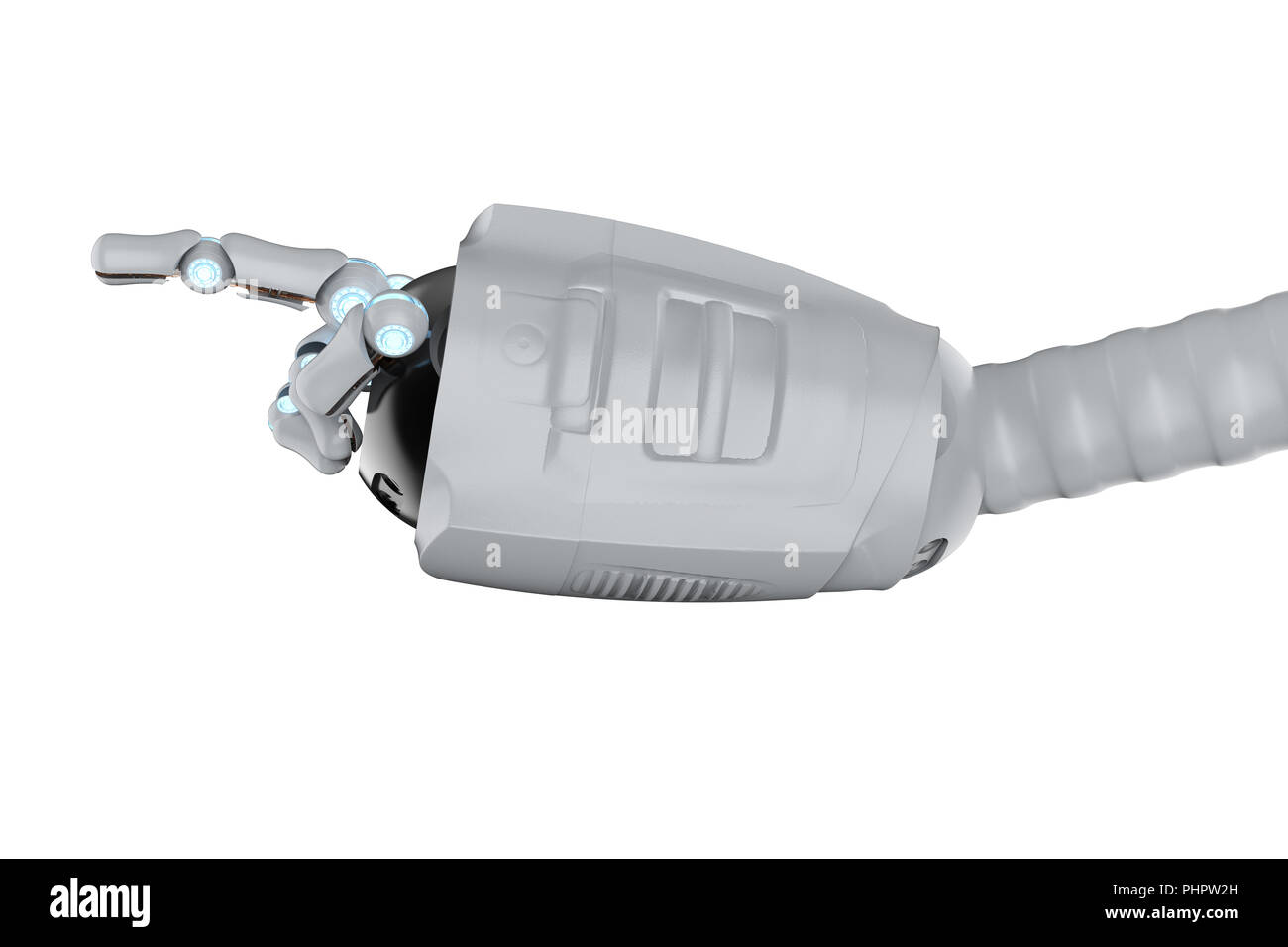 3d rendering robotic hand finger point isolated on point Stock Photo ...