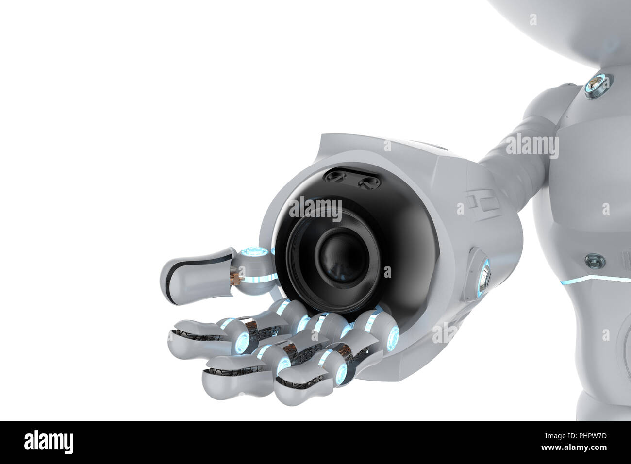 3d rendering robot open hand on white background Stock Photo - Alamy