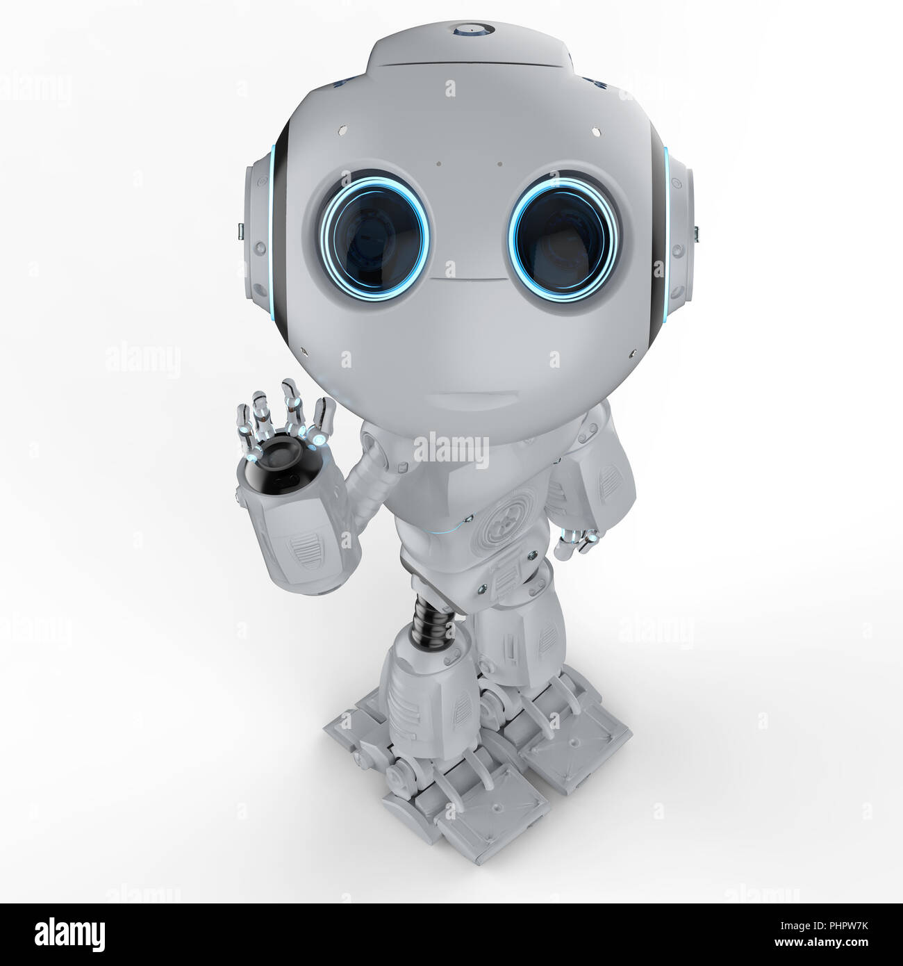 3d rendering cute artificial intelligence robot hand up Stock Photo - Alamy