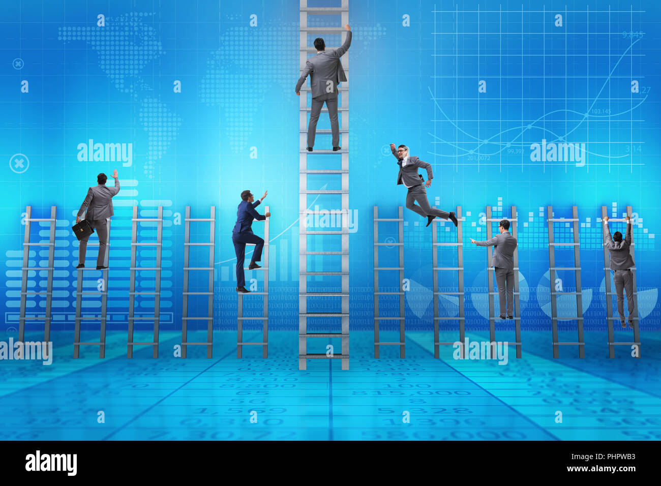 Competition concept with businessman beating competitors Stock Photo ...