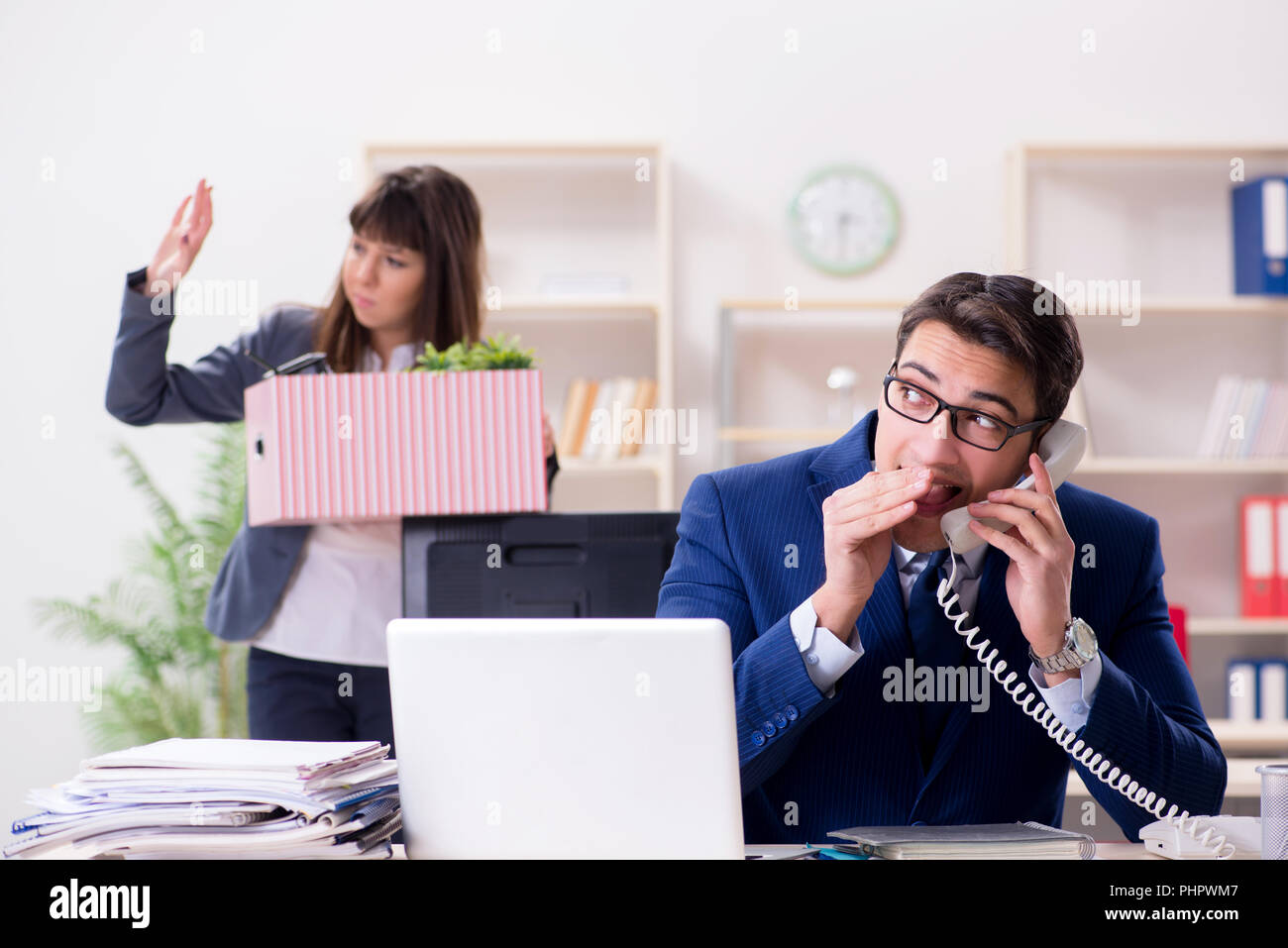 Person being fired from his work Stock Photo - Alamy