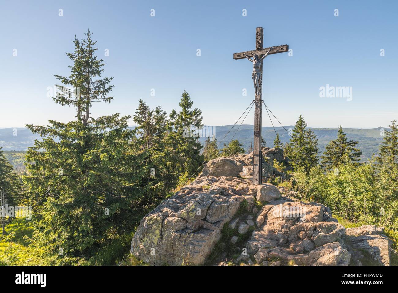 On top of the great Rachel in the Bavarian Forest, Germany Stock Photo ...